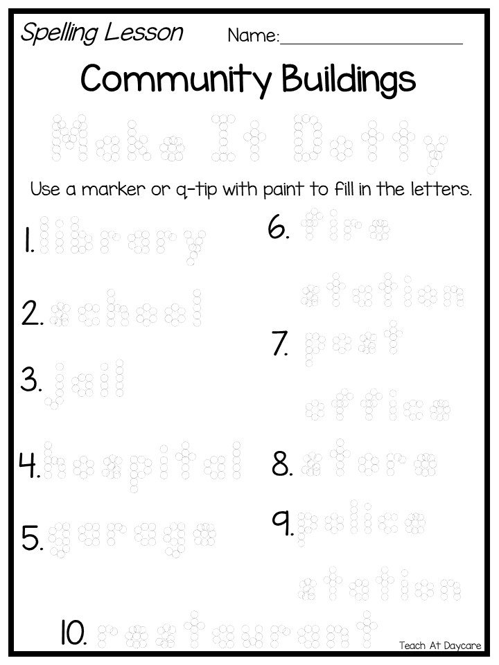Community Buildings Words Supplement Spelling Unit - Made By Teachers