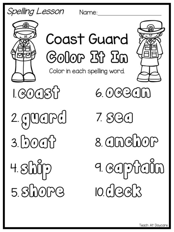 Coast Guard Words Supplemental Spelling Unit - Made By Teachers