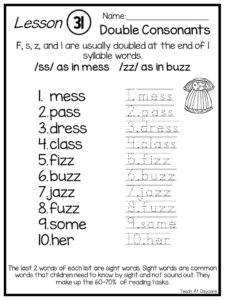Ending Double Consonants SS and ZZ Spelling Unit. - Made By Teachers