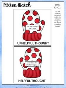 Helpful vs Unhelpful Thoughts Mitten Match - Made By Teachers
