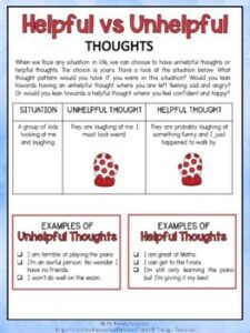 Helpful vs Unhelpful Thoughts Mitten Match - Made By Teachers
