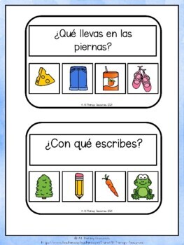 SPANISH VERSION - Wh What Question Task Cards - Made By Teachers