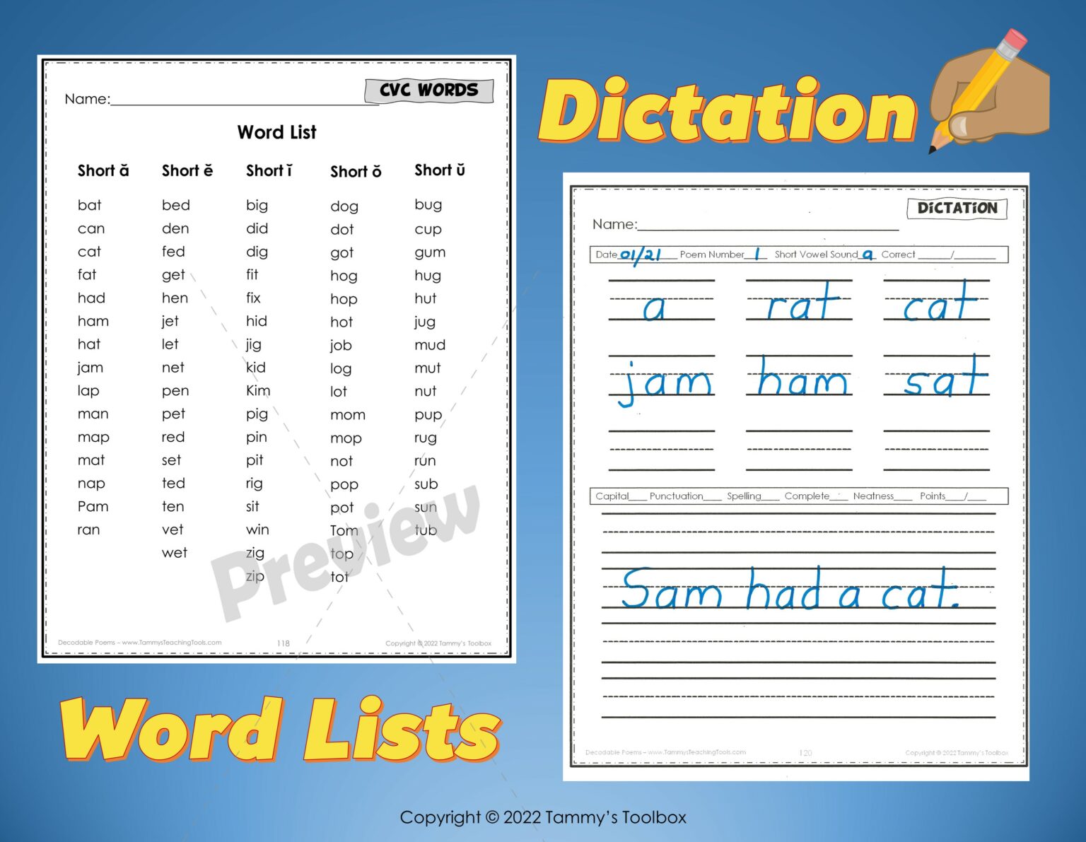 Decodable CVC Poems and Worksheets - Made By Teachers