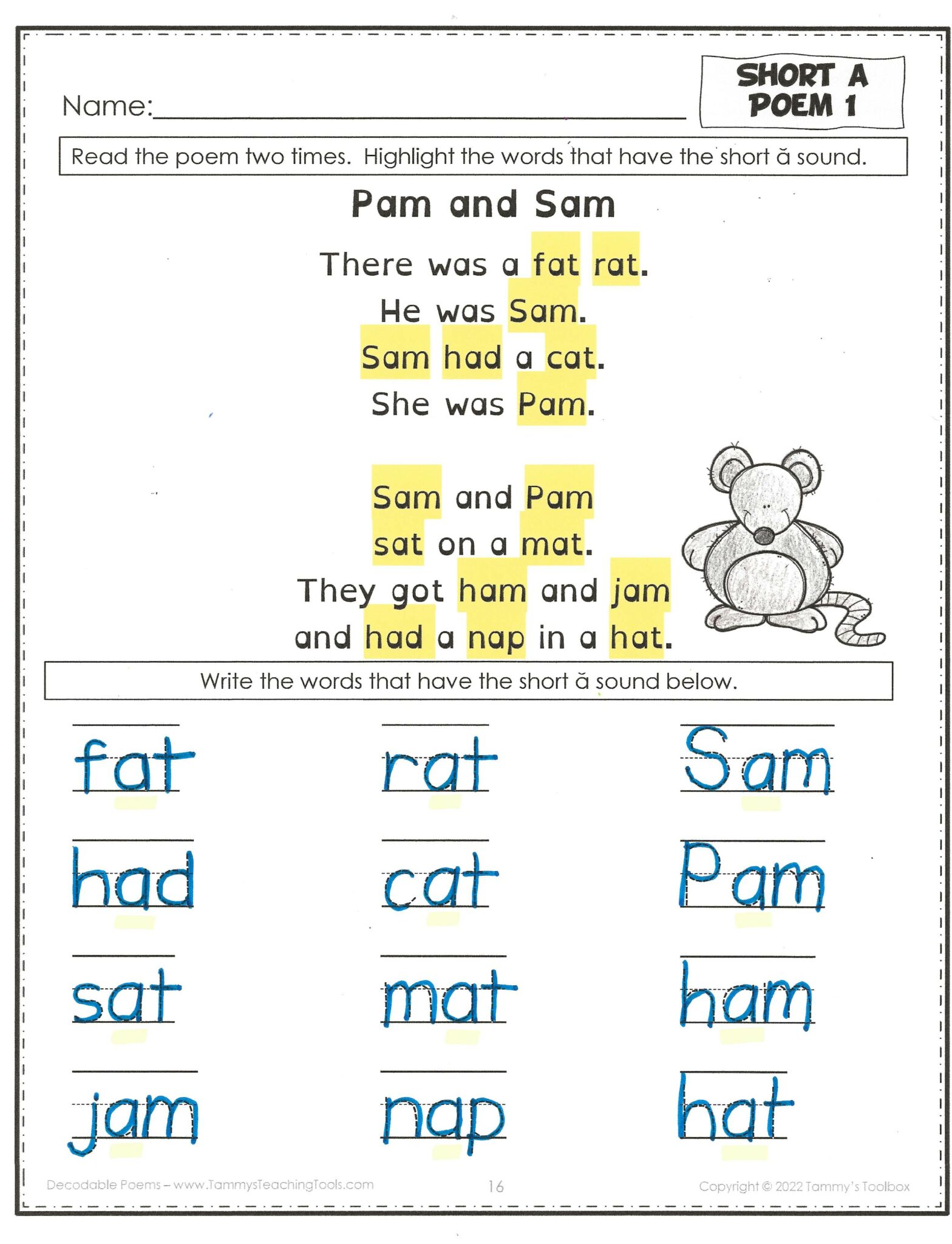 Decodable CVC Poems and Worksheets - Made By Teachers
