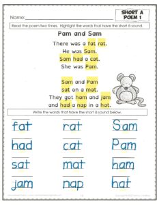 Decodable CVC Poems and Worksheets - Made By Teachers