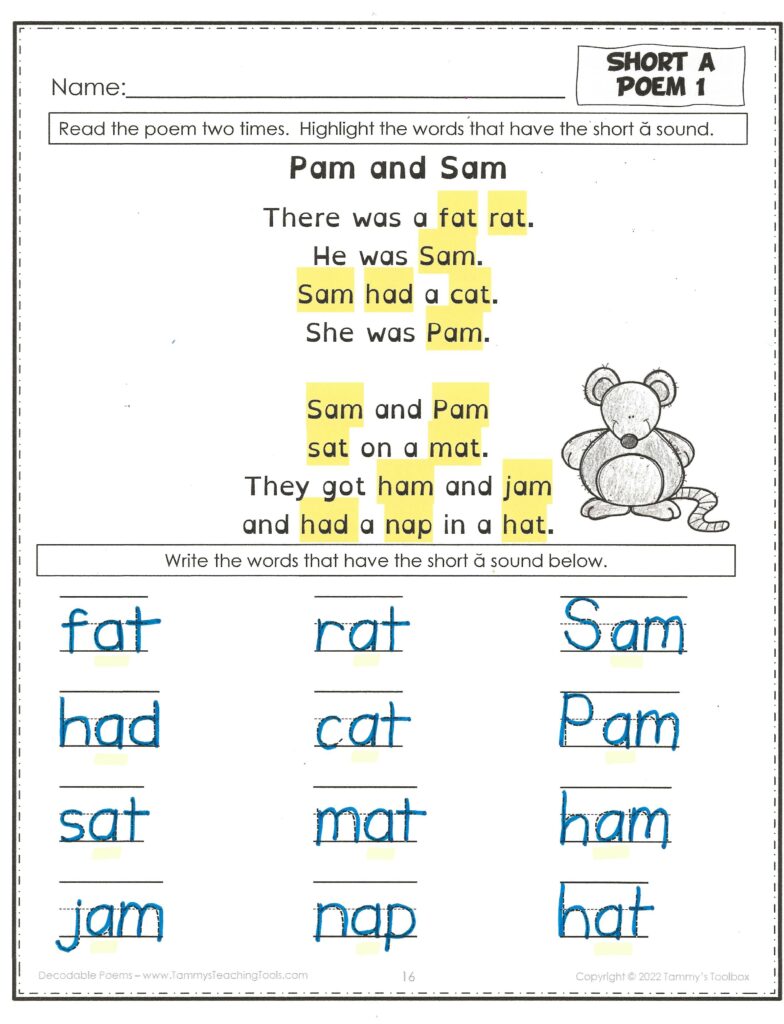 Decodable CVC Poems and Worksheets | Made By Teachers