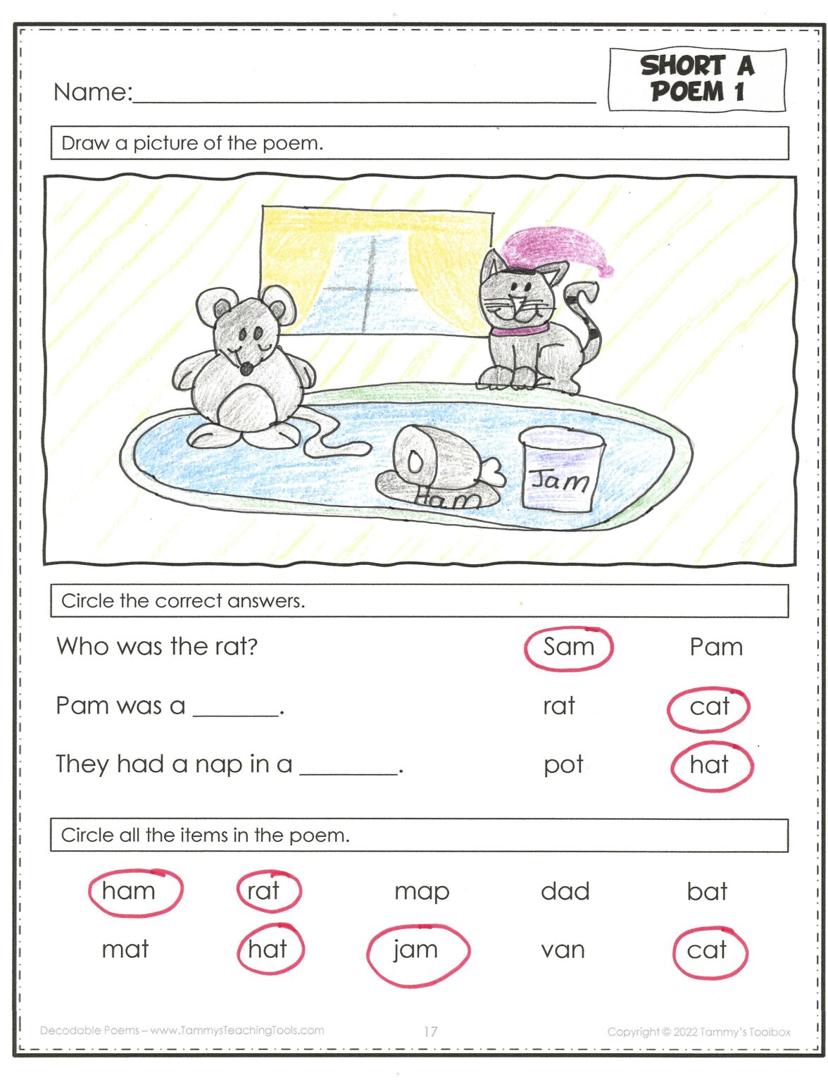 Decodable CVC Poems and Worksheets - Made By Teachers