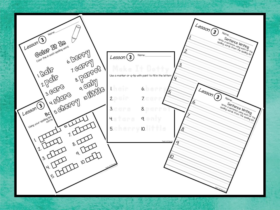 2nd Grade Spelling Unit Sounds like /ār/ Words. - Made By Teachers