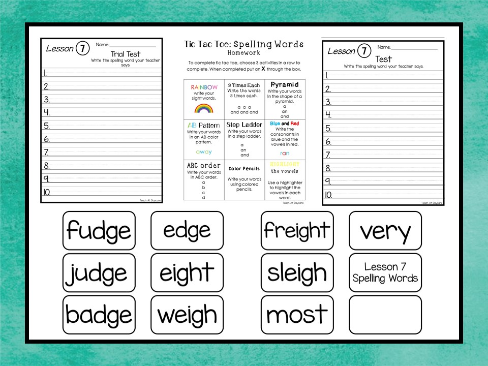 2nd Grade Spelling Unit Pattern /dge/ and /eigh/. - Made By Teachers