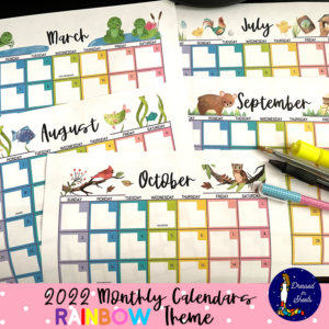 2022 Monthly Calendars Rainbow Theme | Made By Teachers