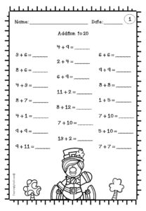Addition to 20 Worksheets - St. Patrick's Day | Made By Teachers