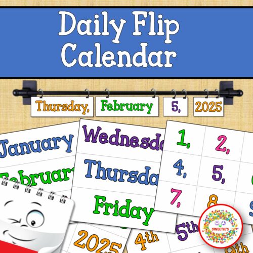 Daily Flip Calendar Cards 2022 to 2051 Bright Neon | Made By Teachers