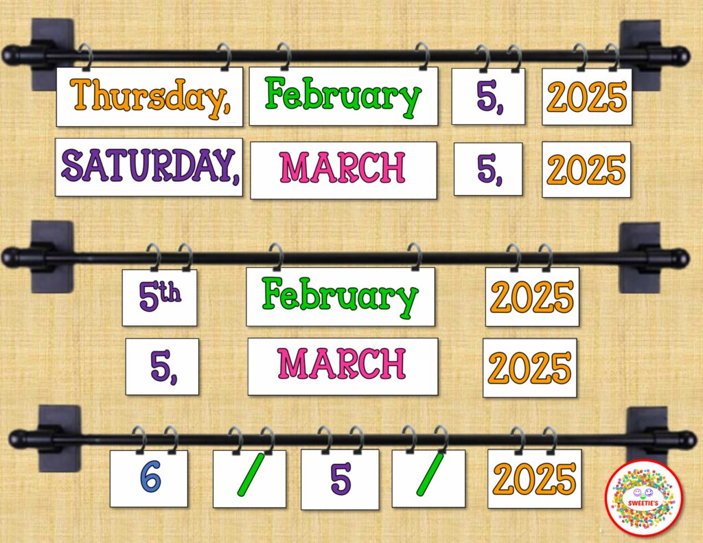 Daily Flip Calendar Cards 2022 to 2051 Bright Neon | Made By Teachers