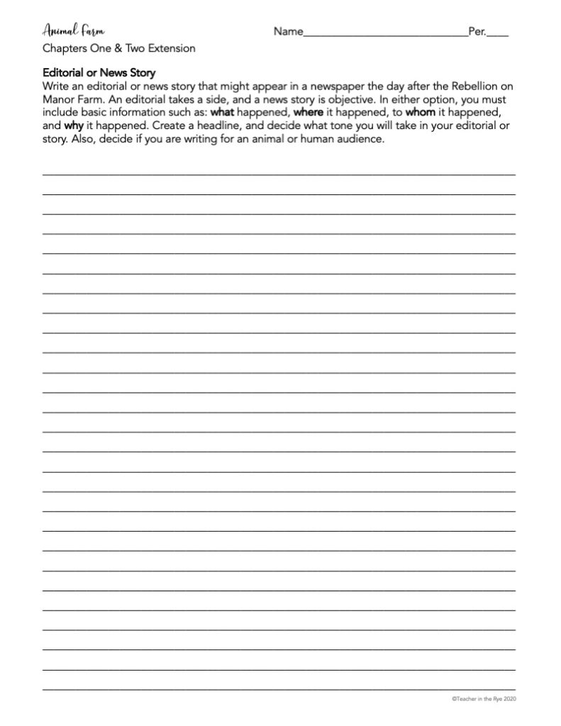 Animal Farm Chapter Questions & Extensions | Made By Teachers