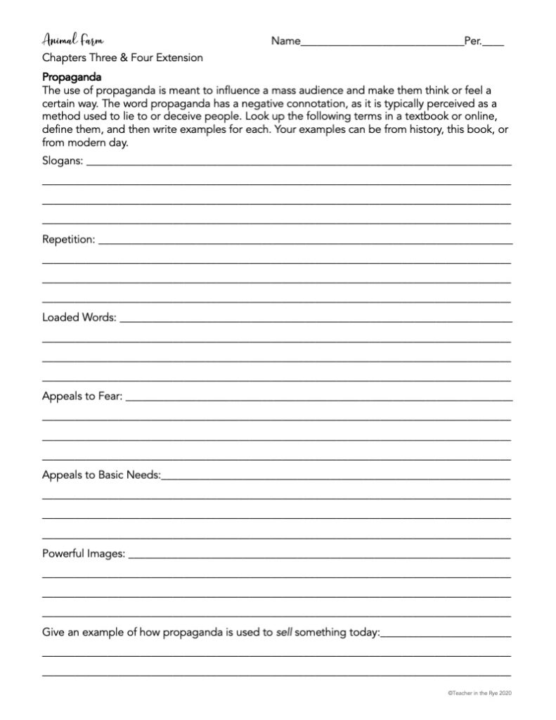 Animal Farm Chapter Questions & Extensions - Made By Teachers