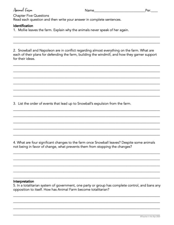 Animal Farm Chapter Questions & Extensions - Made By Teachers