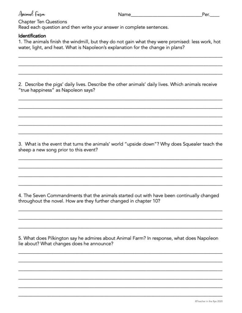 Animal Farm Chapter Questions & Extensions - Made By Teachers