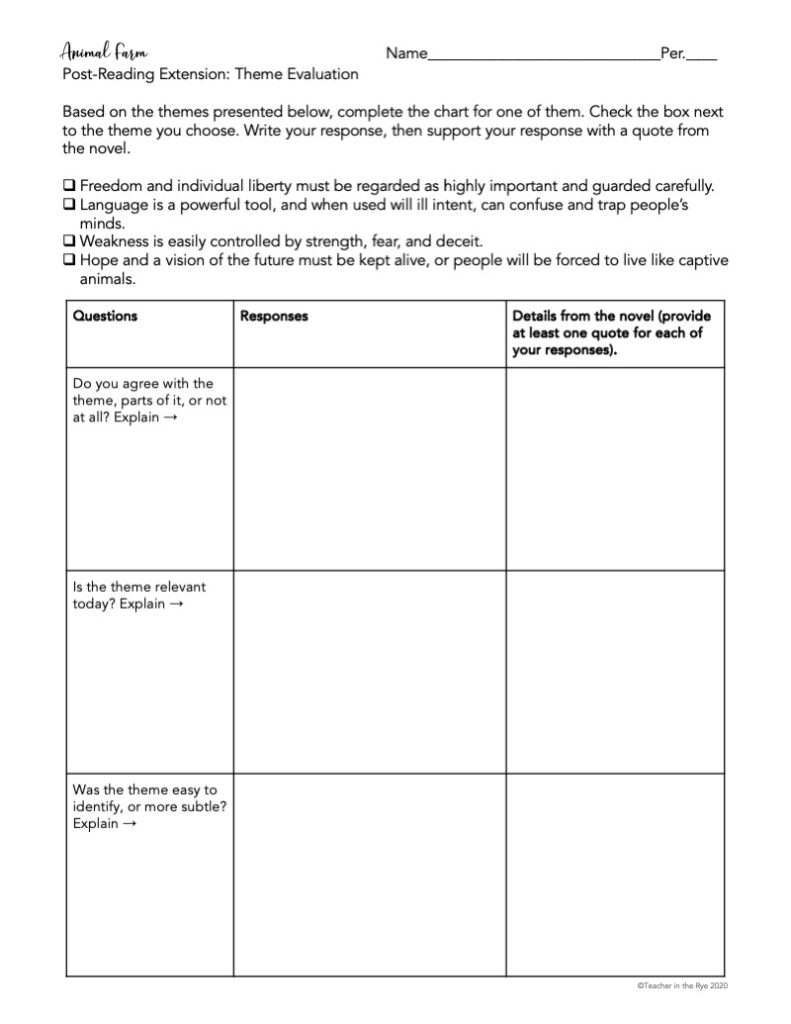 Animal Farm Chapter Questions & Extensions - Made By Teachers