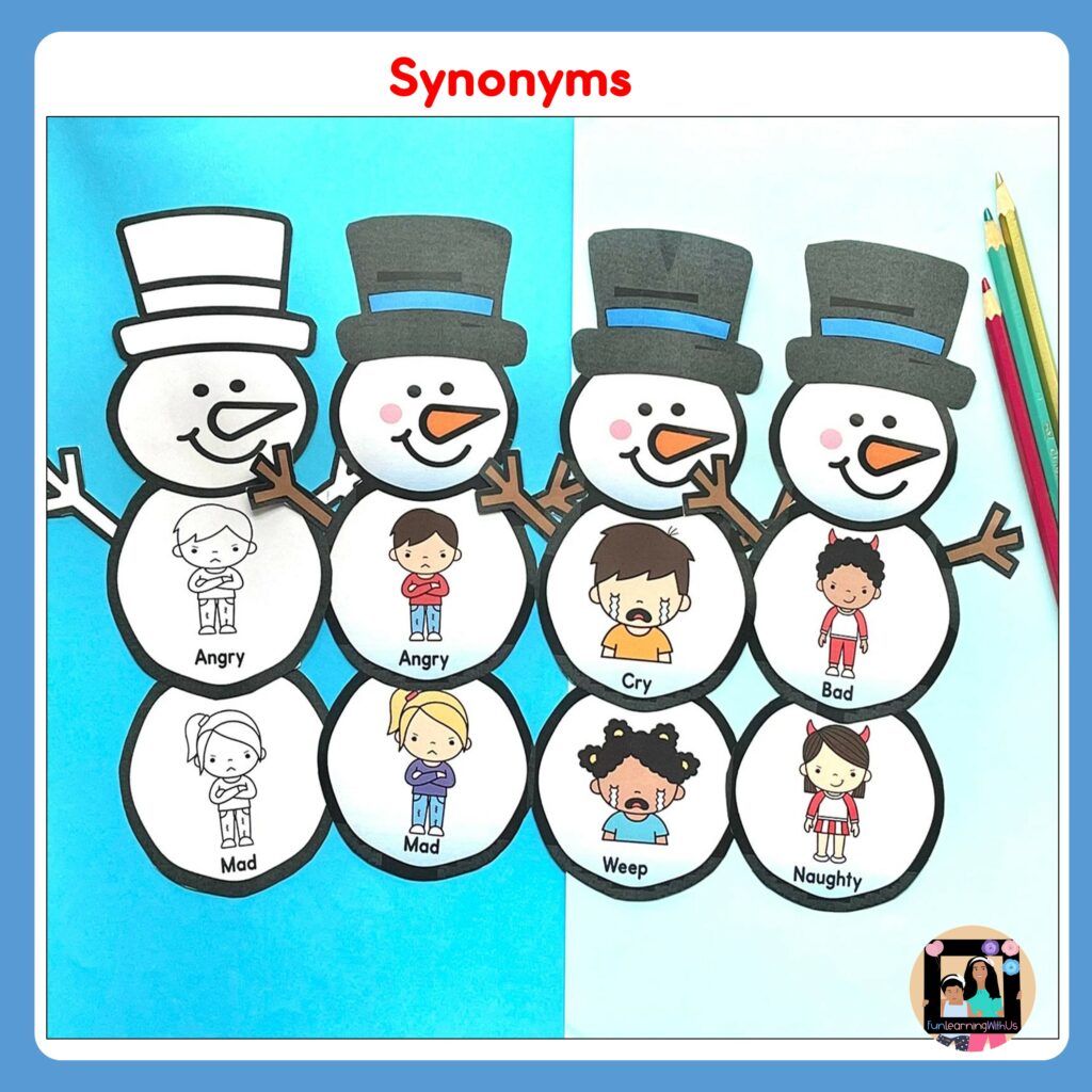 Winter Snowman Synonyms Center Activity | Made By Teachers