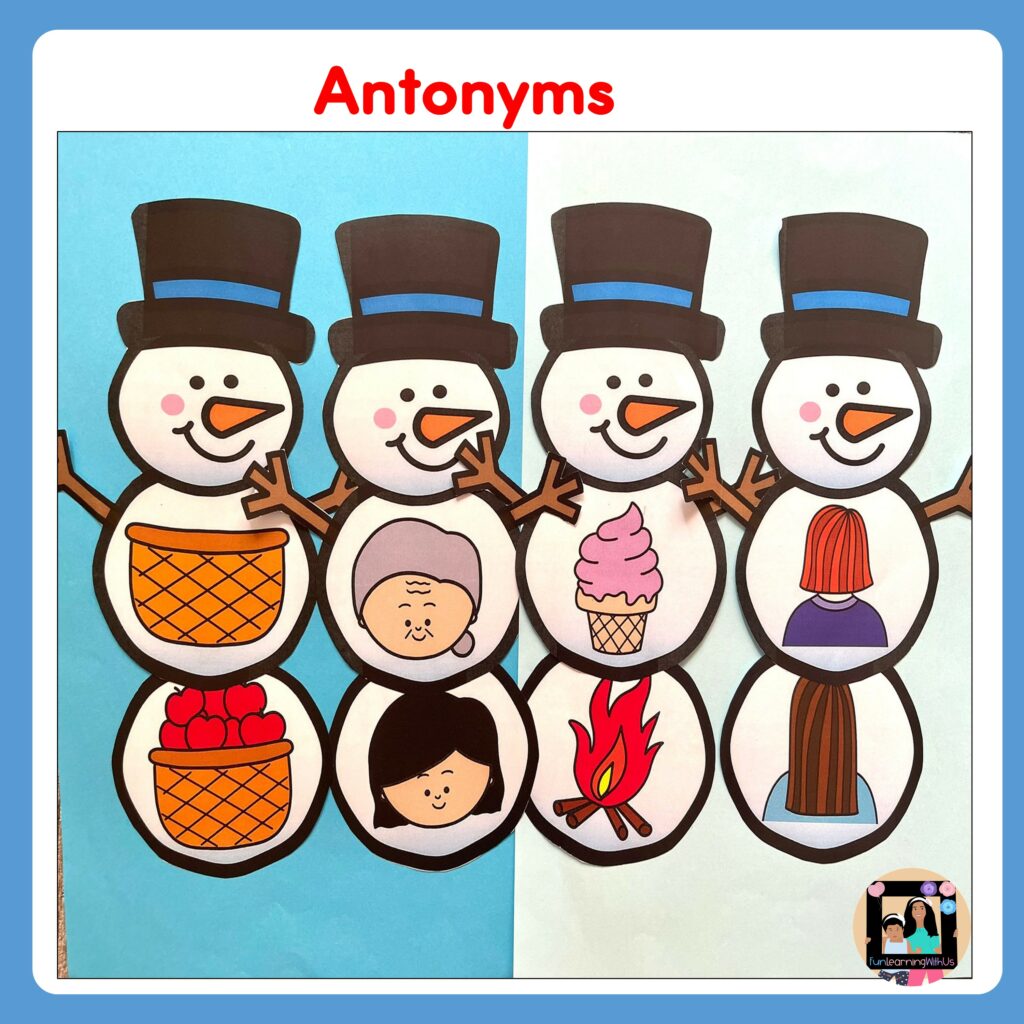 Winter Snowman Antonyms & Synonyms Activity Bundle | Made By Teachers