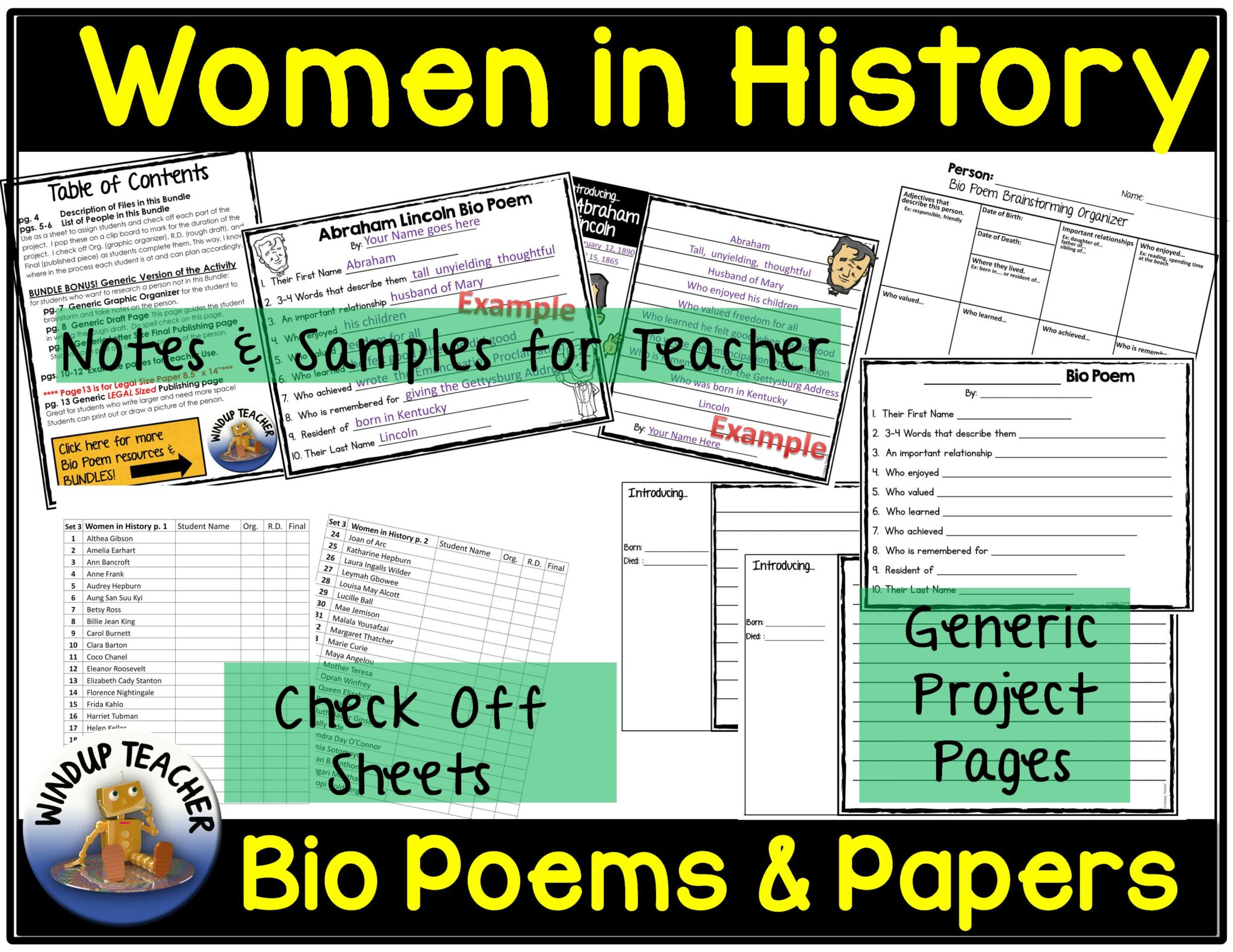 Women in History Biography Poem and Writing Paper - Made By Teachers