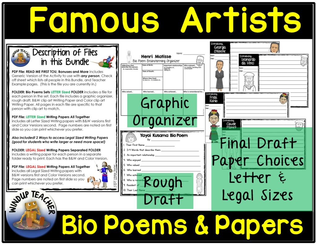 Famous Artists Biography Poem and Writing Paper - Made By Teachers