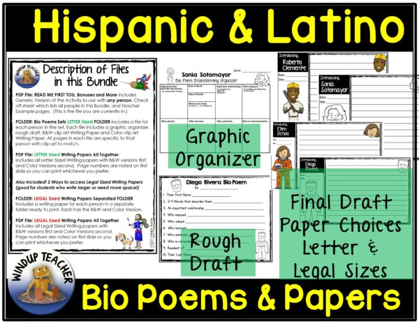 Hispanic Heritage and Latino Leaders Bio Poem - Made By Teachers
