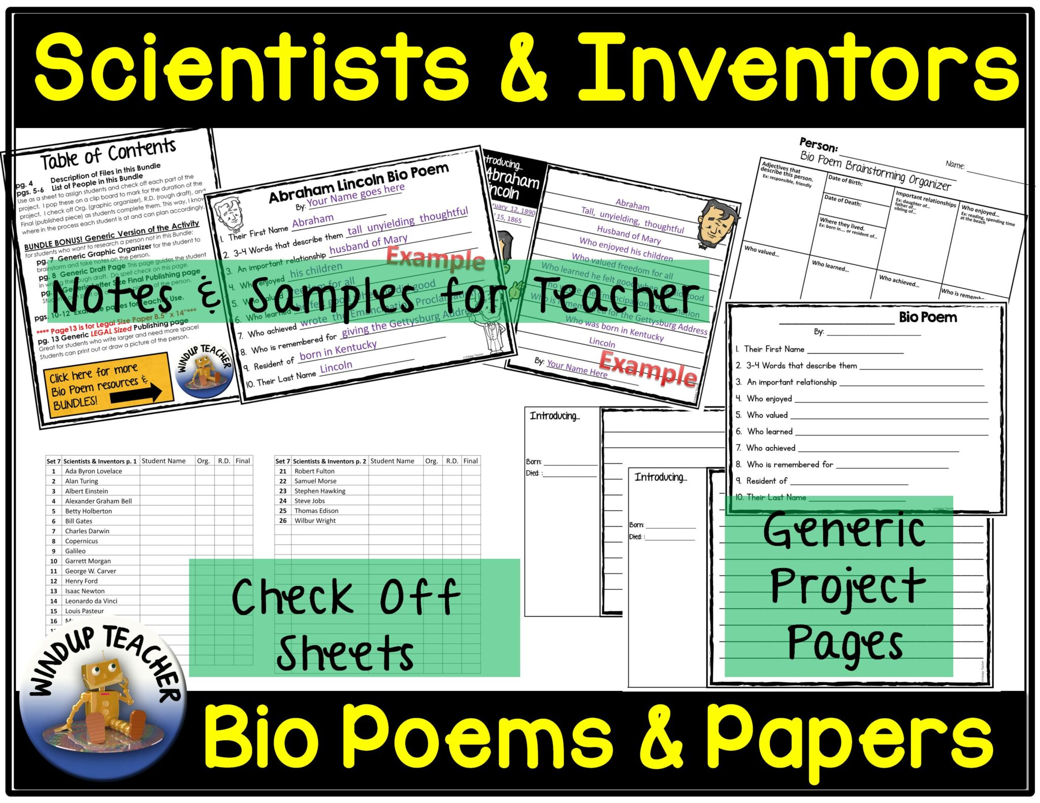 Scientists and Inventors Biography Poem - Made By Teachers