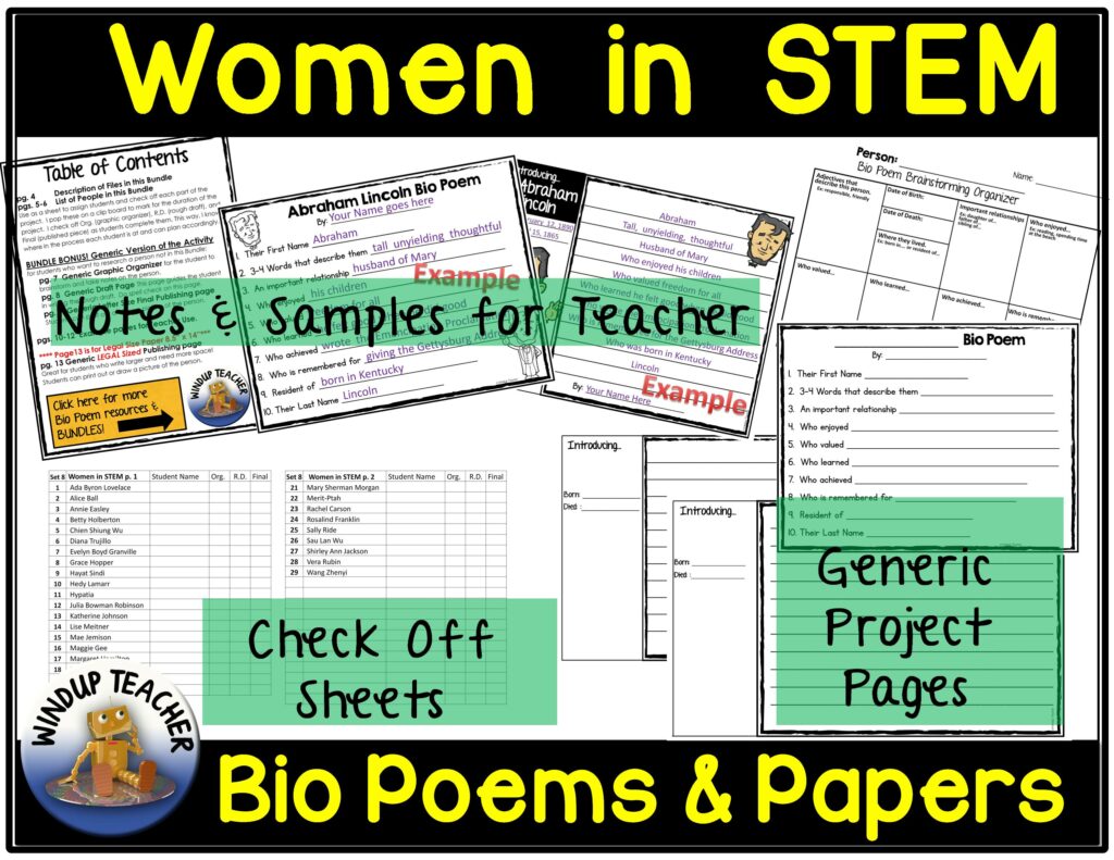 Women in STEM Biography Poem Activity and Writing - Made By Teachers