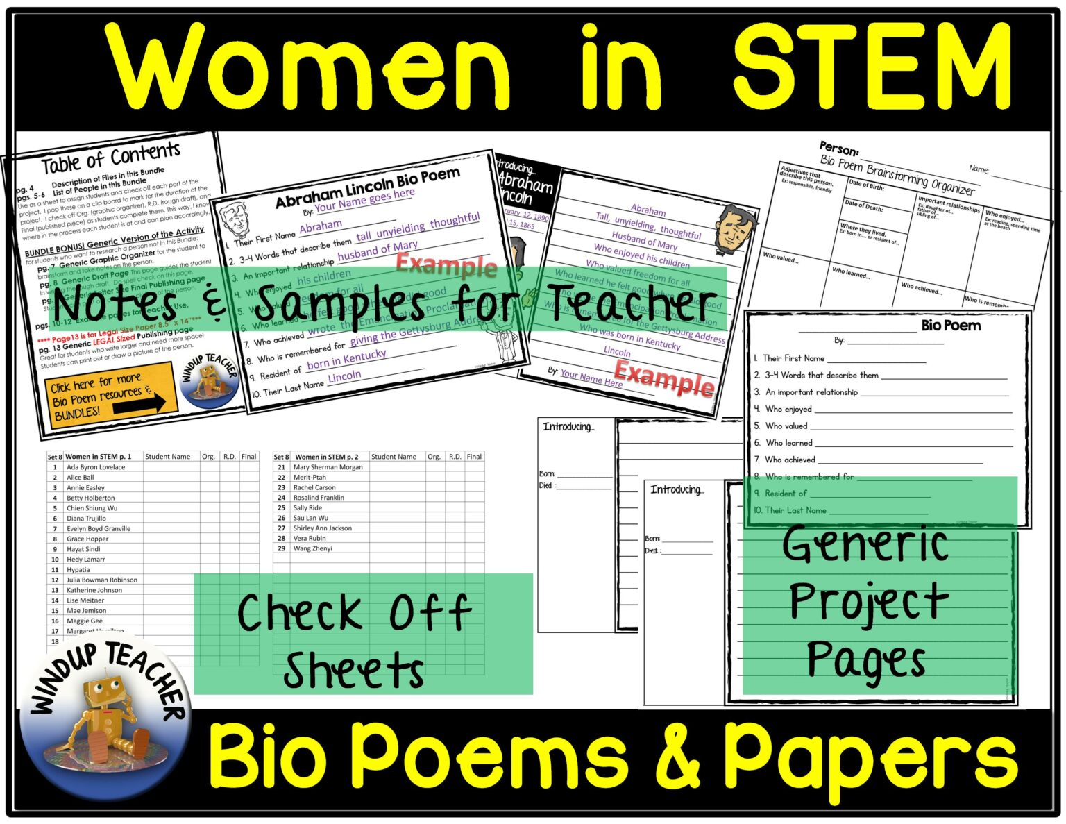 Women in STEM Biography Poem Activity and Writing - Made By Teachers