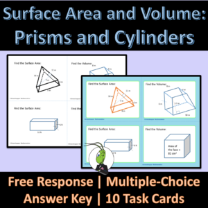Surface Area and Volume Prisms and Cylinders Task | Made By Teachers