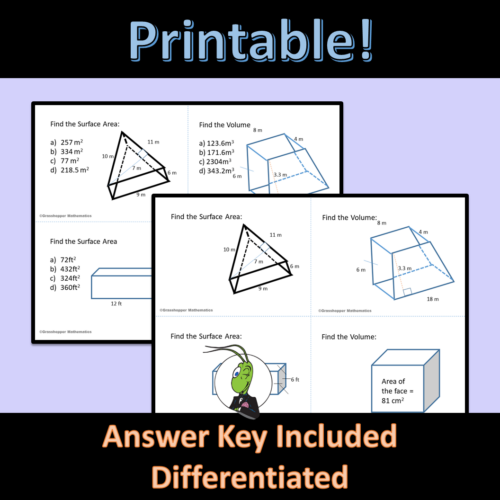 Surface Area and Volume Prisms and Cylinders Task | Made By Teachers