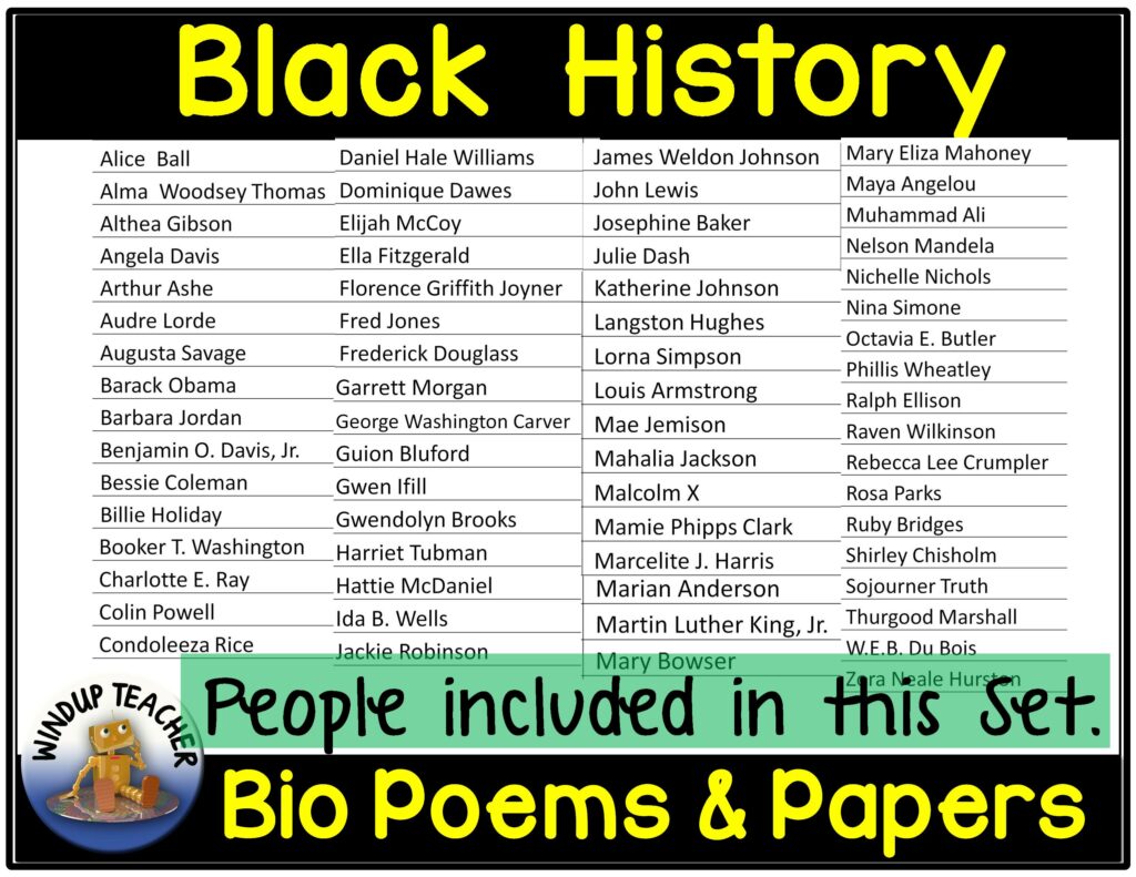 Black History Month Biography Poem and Paper | Made By Teachers