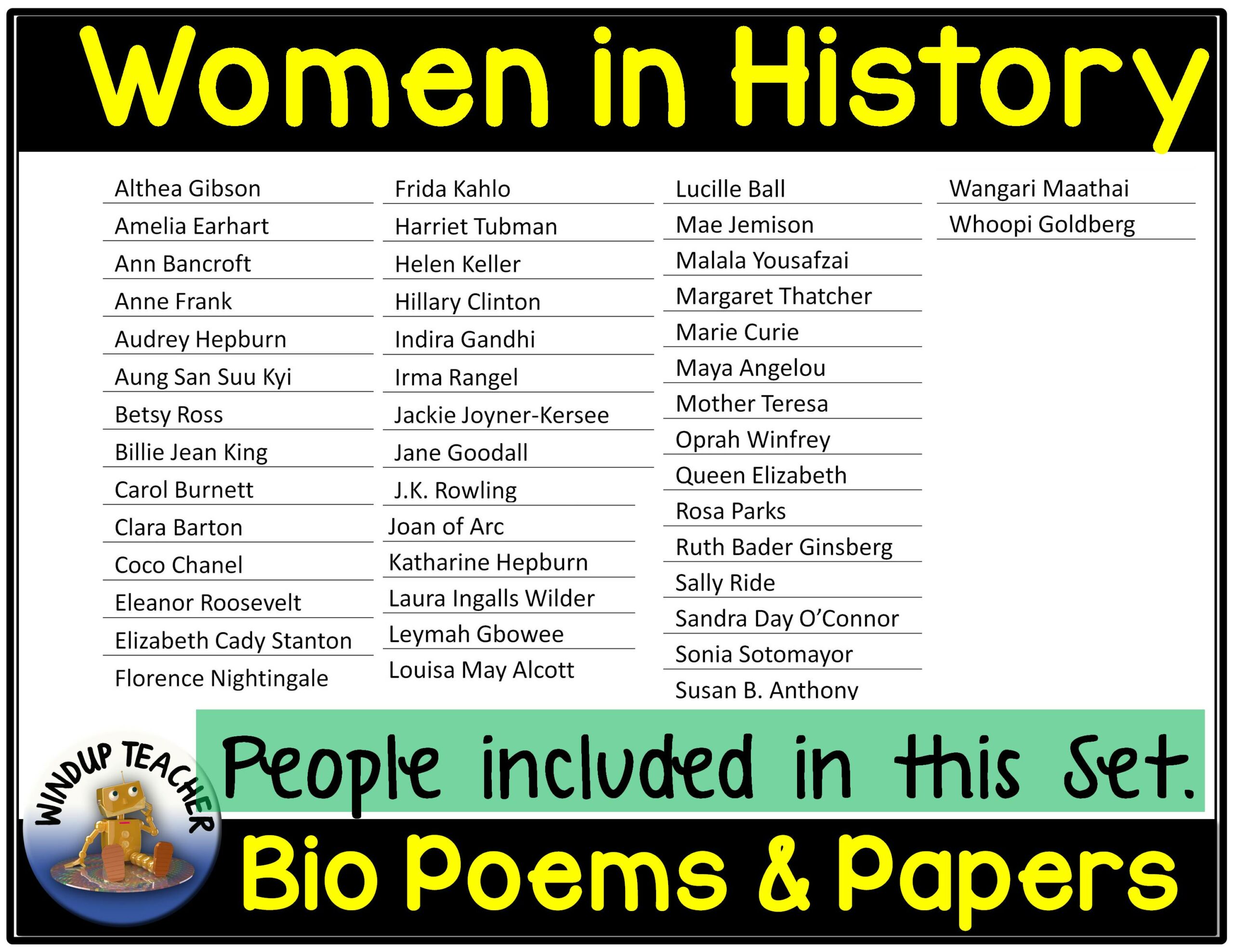 Women in History Biography Poem and Writing Paper - Made By Teachers