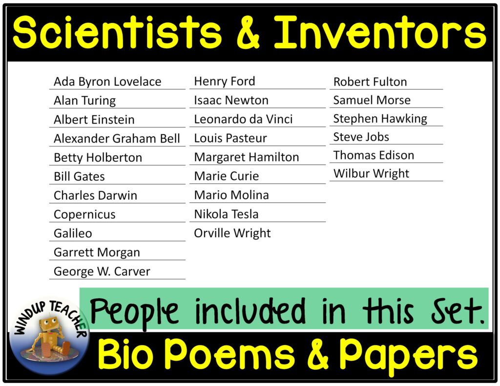 Scientists and Inventors Biography Poem - Made By Teachers