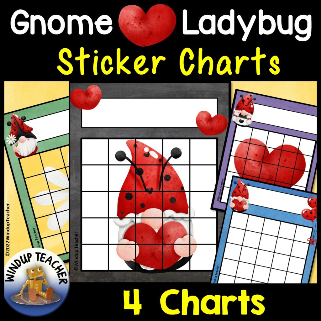 Gnome Ladybug Valentine Sticker Charts - Made By Teachers