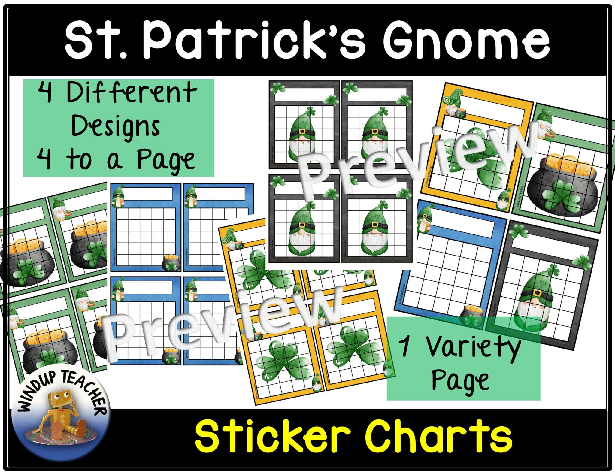 St. Patrick's Day Gnome Sticker Charts - Made By Teachers