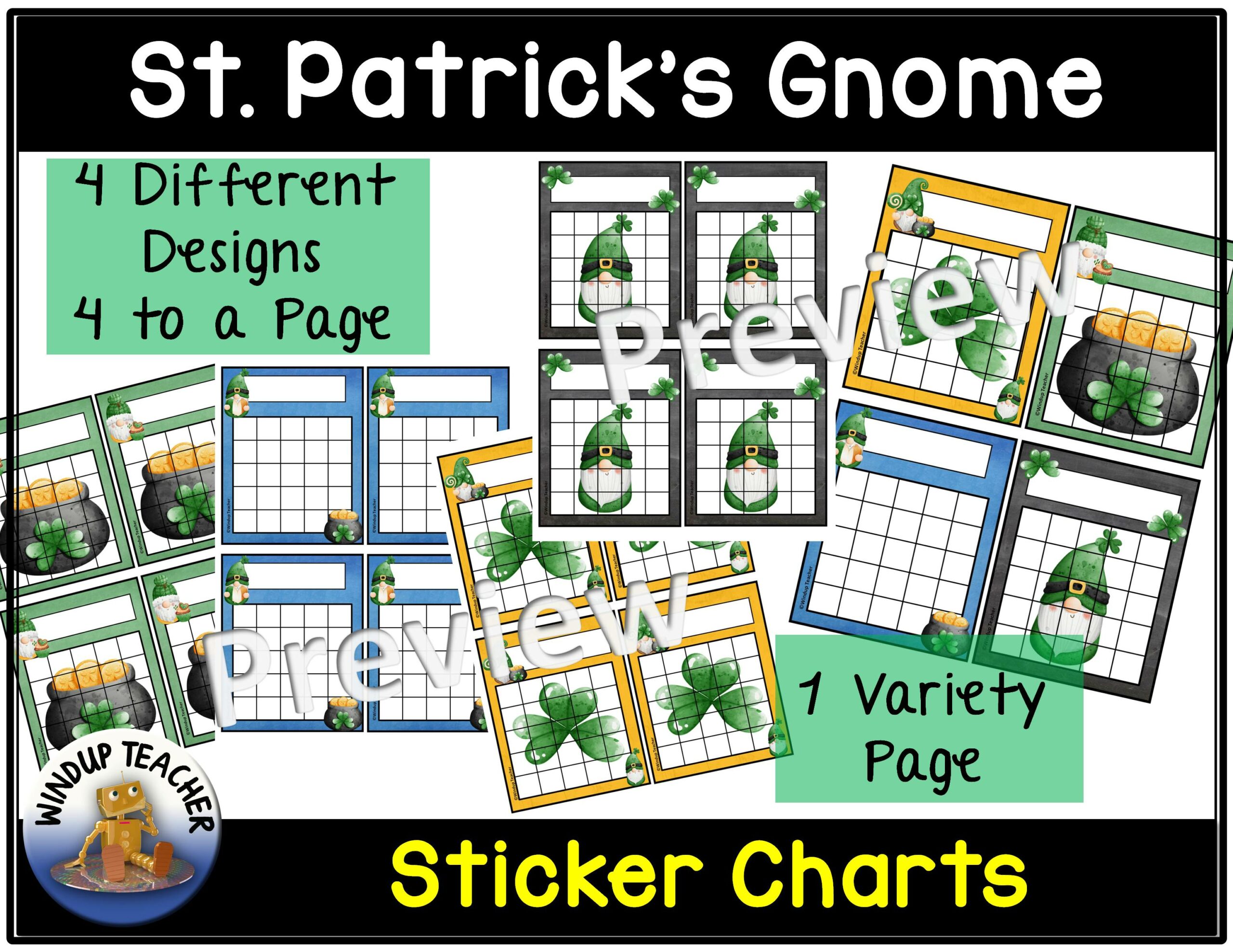 St. Patrick's Day Gnome Sticker Charts | Made By Teachers