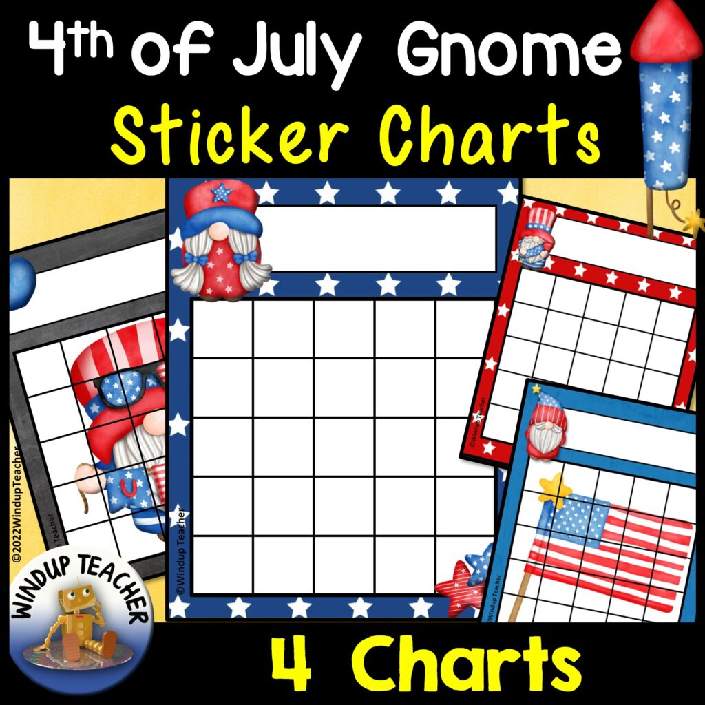 Fourth of July Gnome Sticker Charts | Made By Teachers