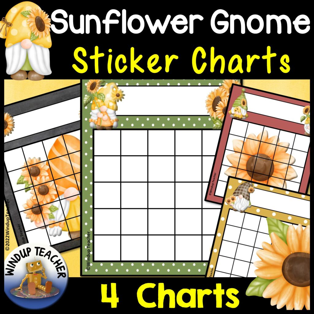 Sunflower Gnome Sticker Charts - Made By Teachers