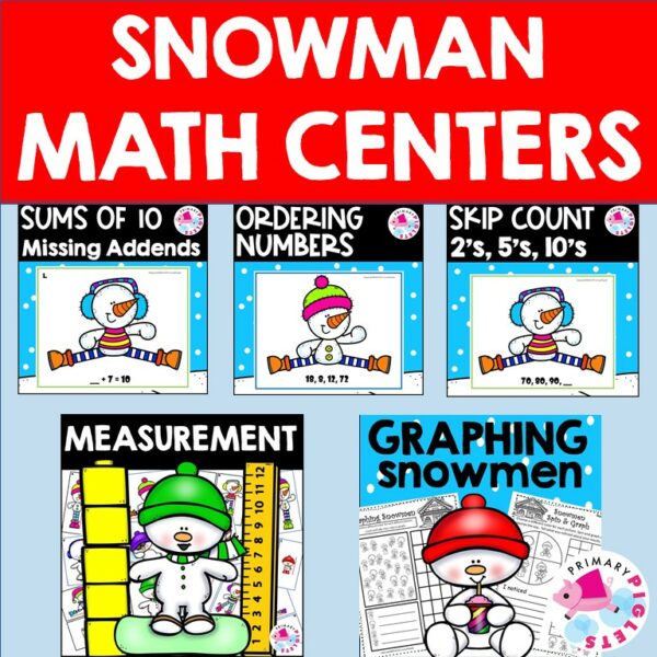 Snowman Winter Math Activities K-2 Addition & more - Made By Teachers