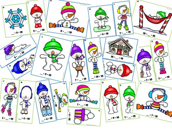 WINTER MATH CENTERS ADDITION TO 10 | SUMS OF TEN | WINTER TASK CARDS ...