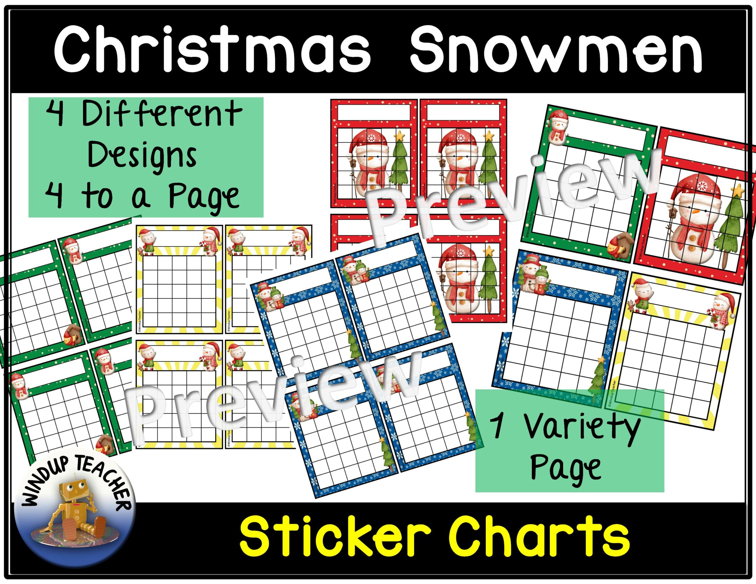Snowmen Sticker Charts | Made By Teachers