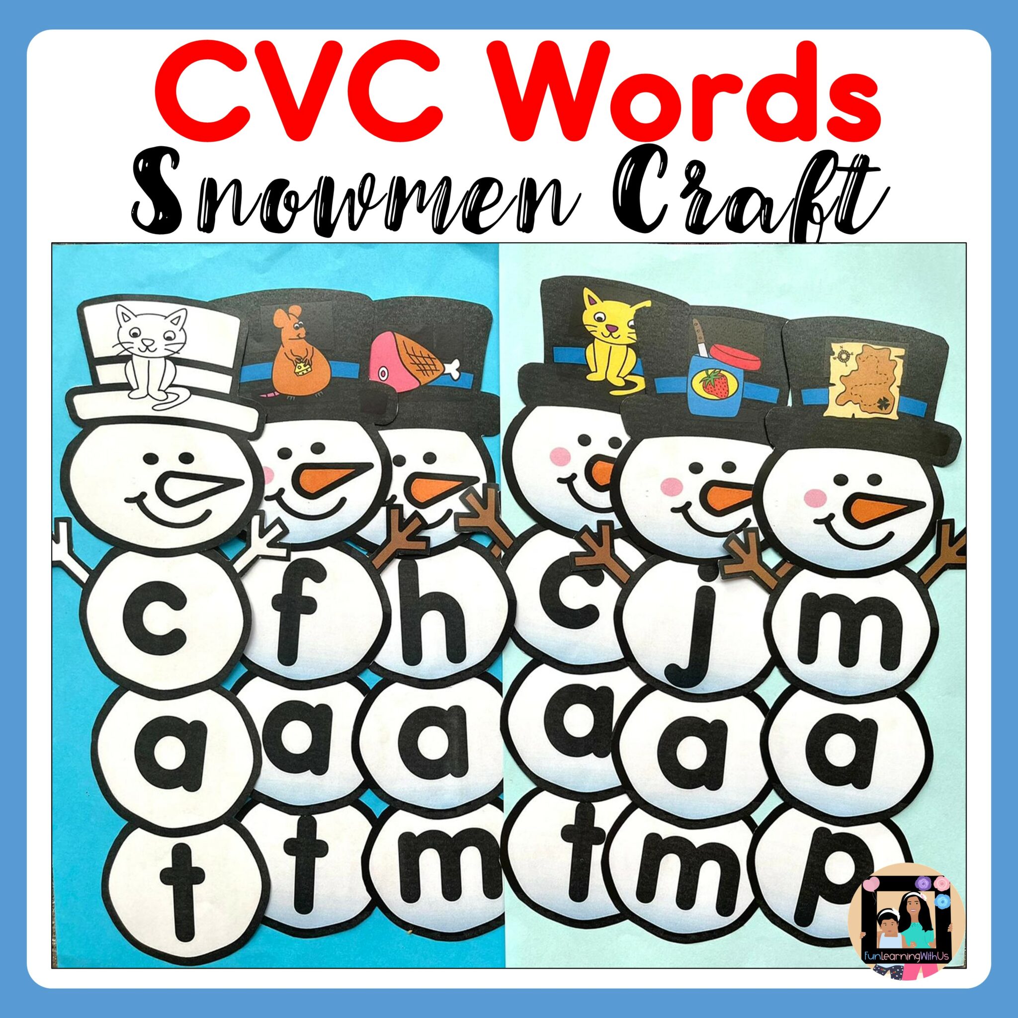 Winter Snowman CVC Words Craft Activity - Made By Teachers