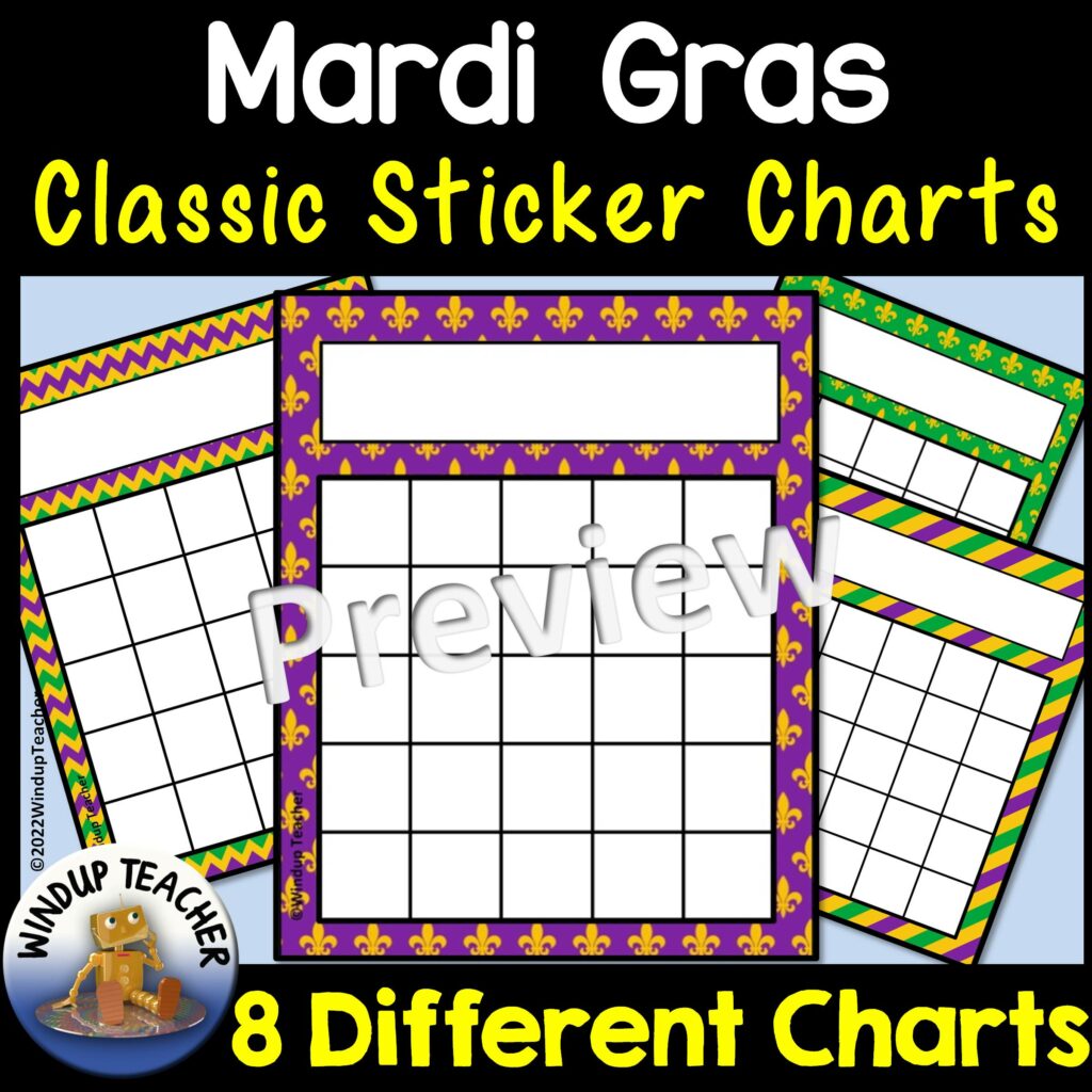 Mardi Gras Classic Sticker Charts - Made By Teachers