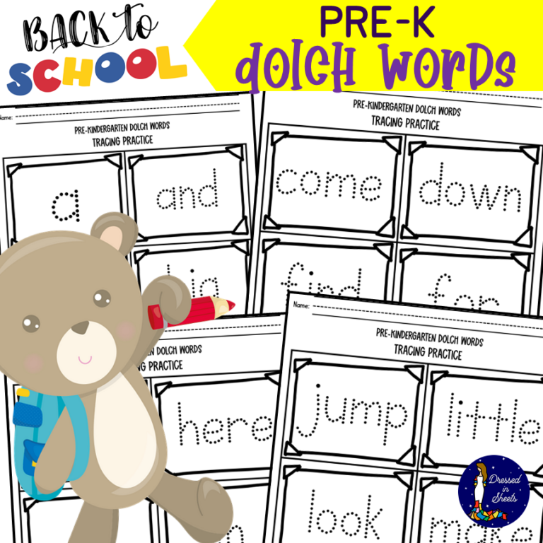 Pre-K Dolch Words Tracing Practice - Made By Teachers