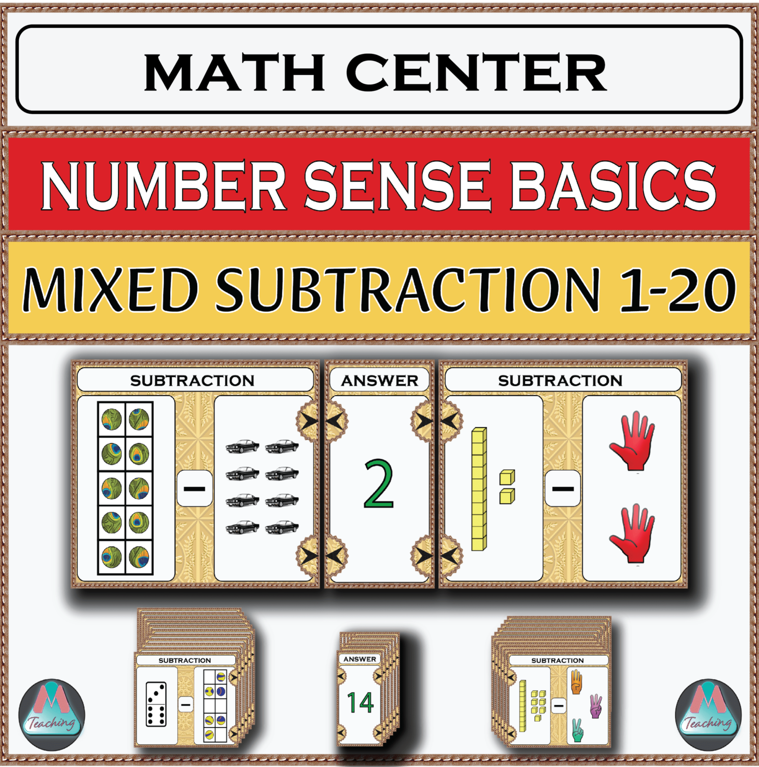 Number Sense Basics Add & Subtract – Matching Different Visual Concepts ...
