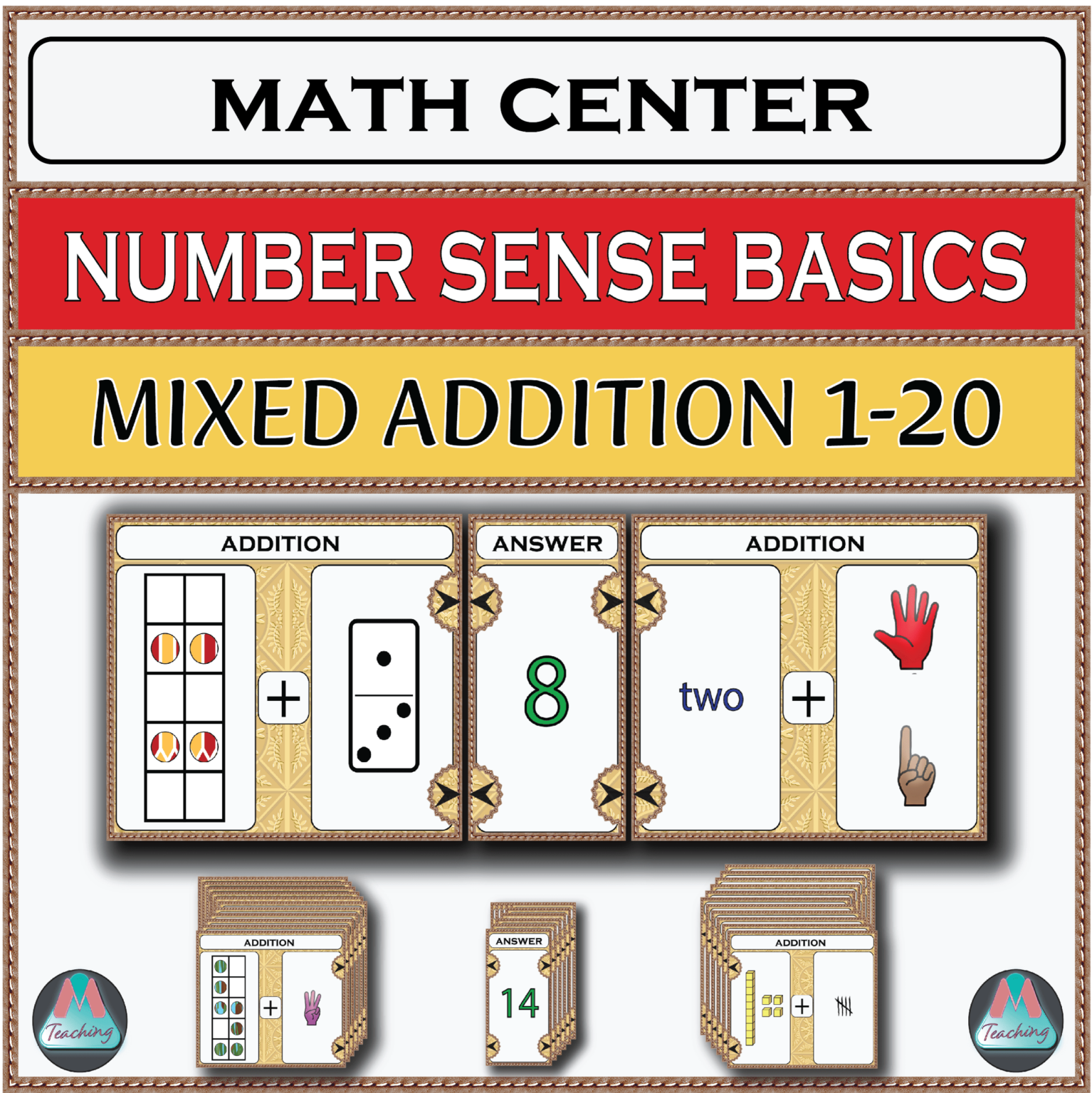 Number Sense Basics Add & Subtract – Matching Different Visual Concepts ...