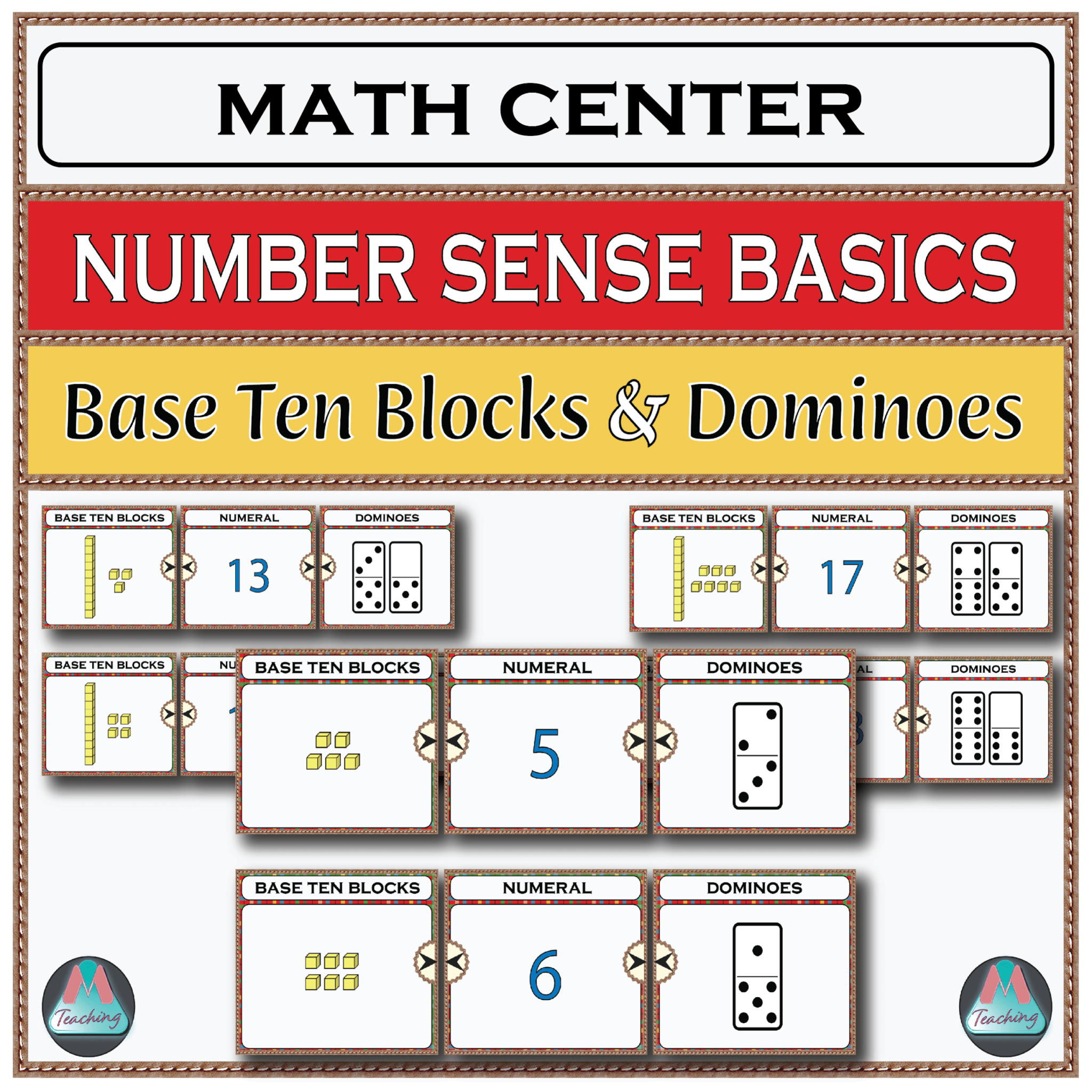 Math Center: Base Ten Blocks and Dominoes - Made By Teachers