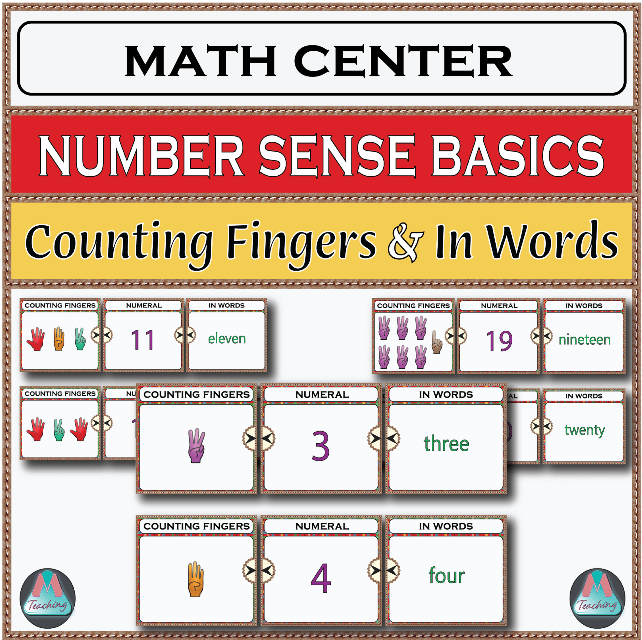 Math Center: Counting Fingers and In Words | Made By Teachers